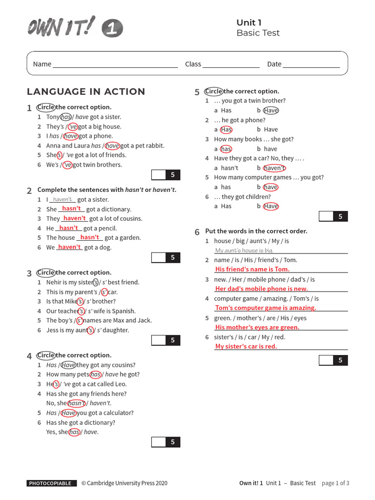 Unit1 Basic Test With Answers | PDF