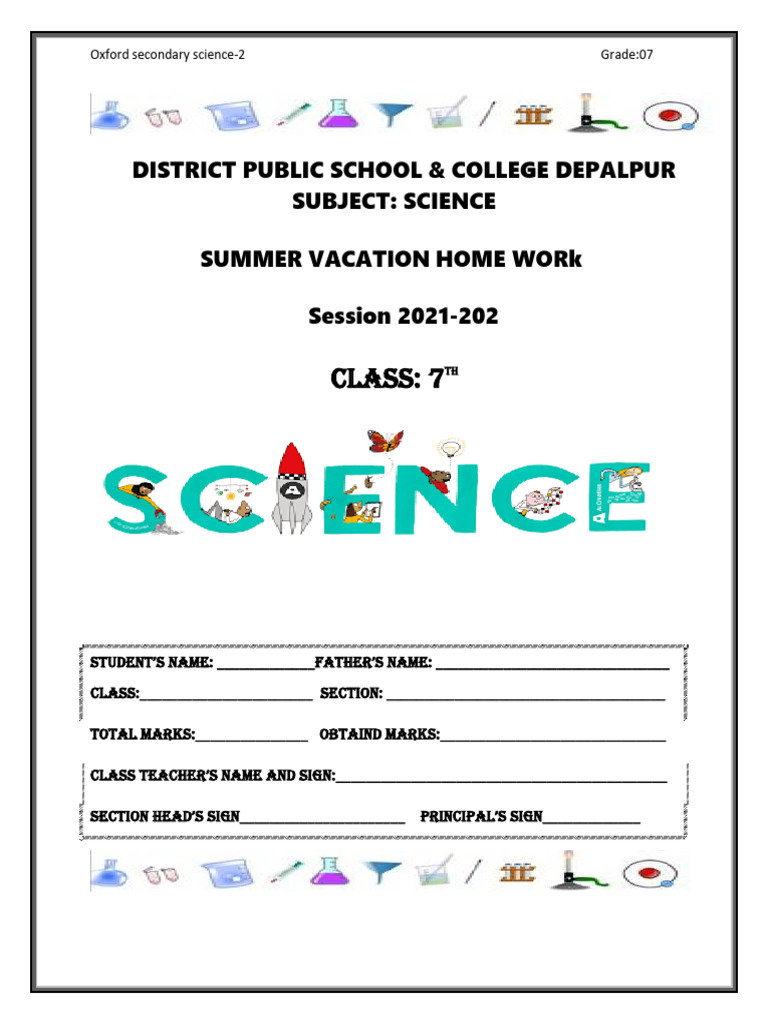 Class Seven Science Summer Pack 1 | PDF | Artery | Respiratory System