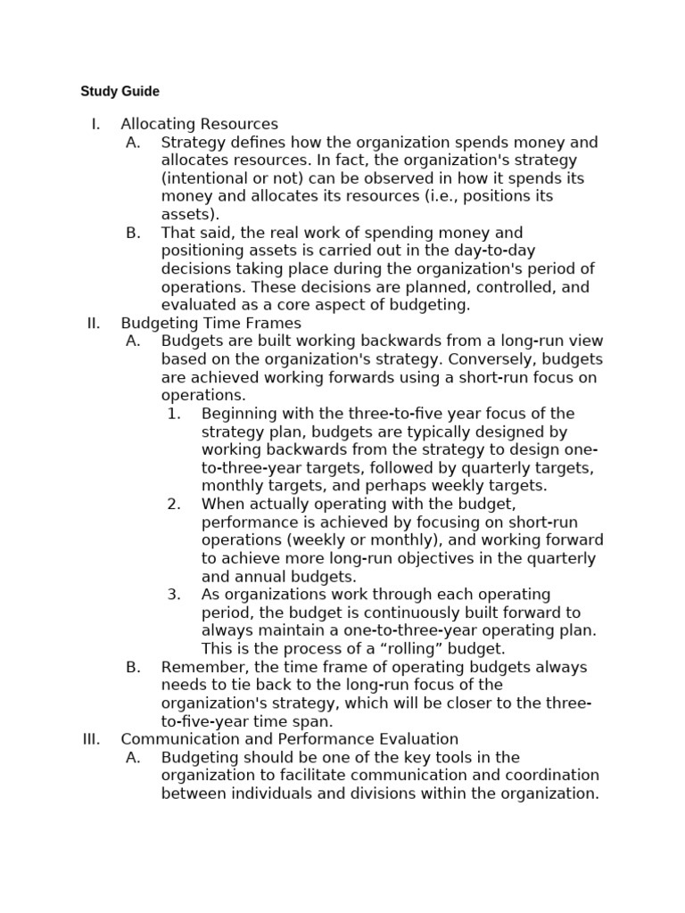 Study Guide5 B The Budgeting Process | PDF | Budget | Leadership