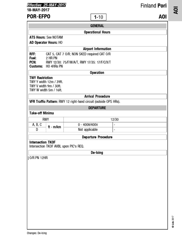 Pori Airport (EFPO) Operational Details | PDF | Transport Safety ...