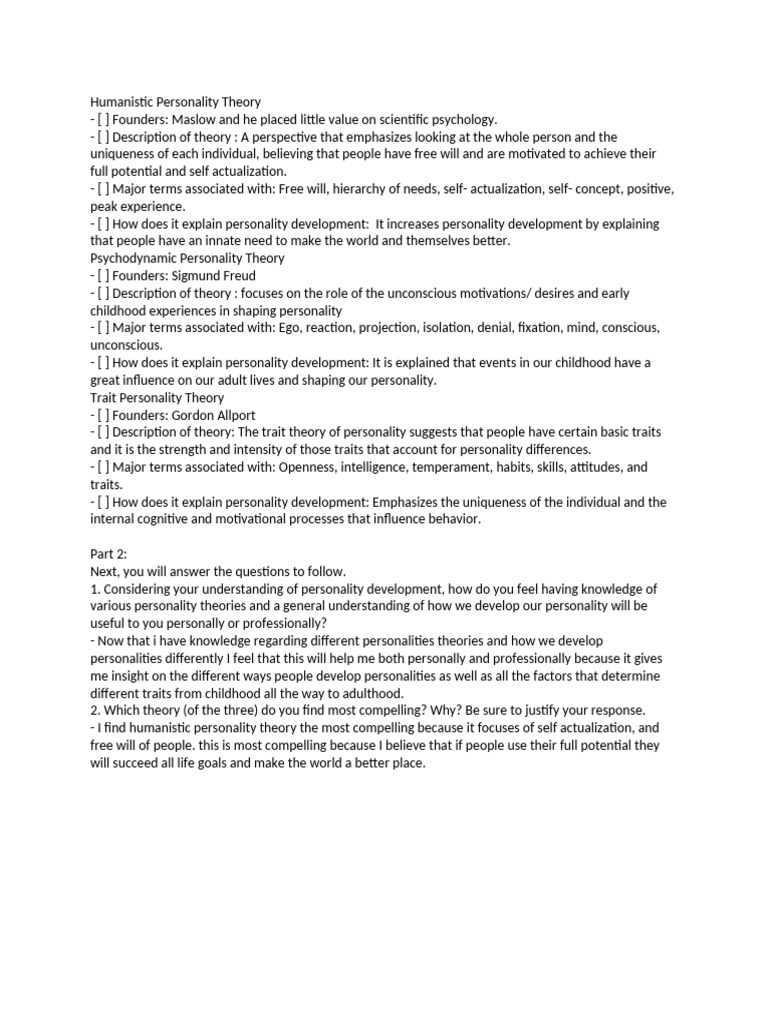 5.3 Personality Theories | PDF | Personality Psychology | Motivational