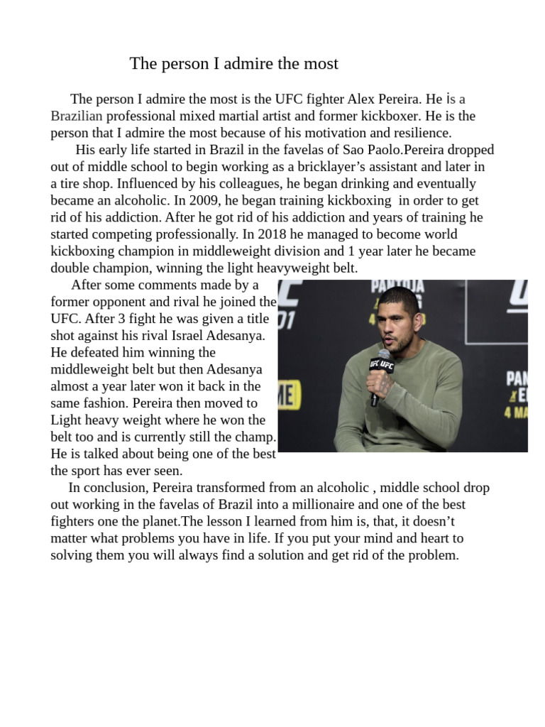 The Person That I Admire The Most | PDF