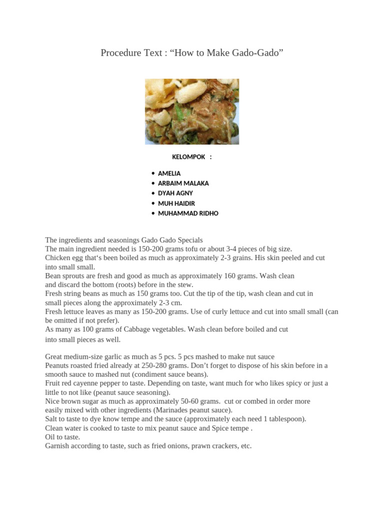 Gado-Gado Preparation Guide | PDF | Foods | Cooking