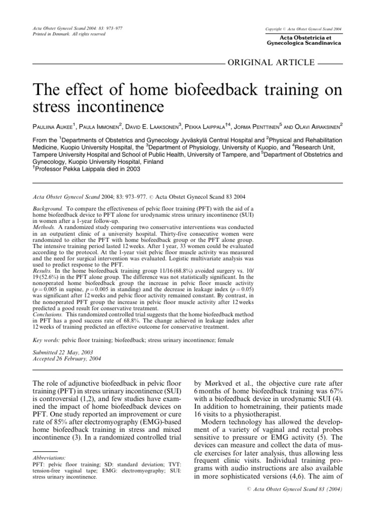 007 Ok-Acta Obstet Gynecol Scand (1) - 2004 Oct | PDF | Urinary Incontinence | Electromyography