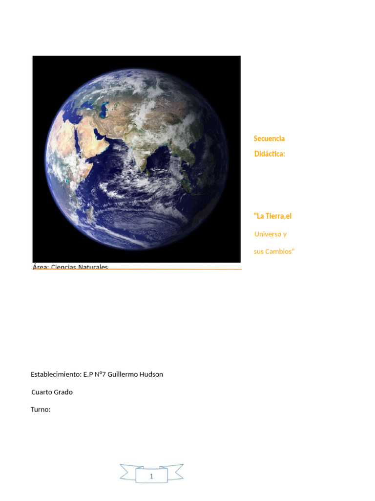 Secuencia Didáctica: Tierra y Universo | PDF | Tierra | Dom