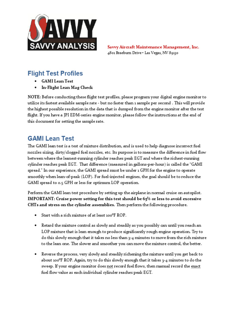 Savvy Analysis Flight Test Profiles | PDF