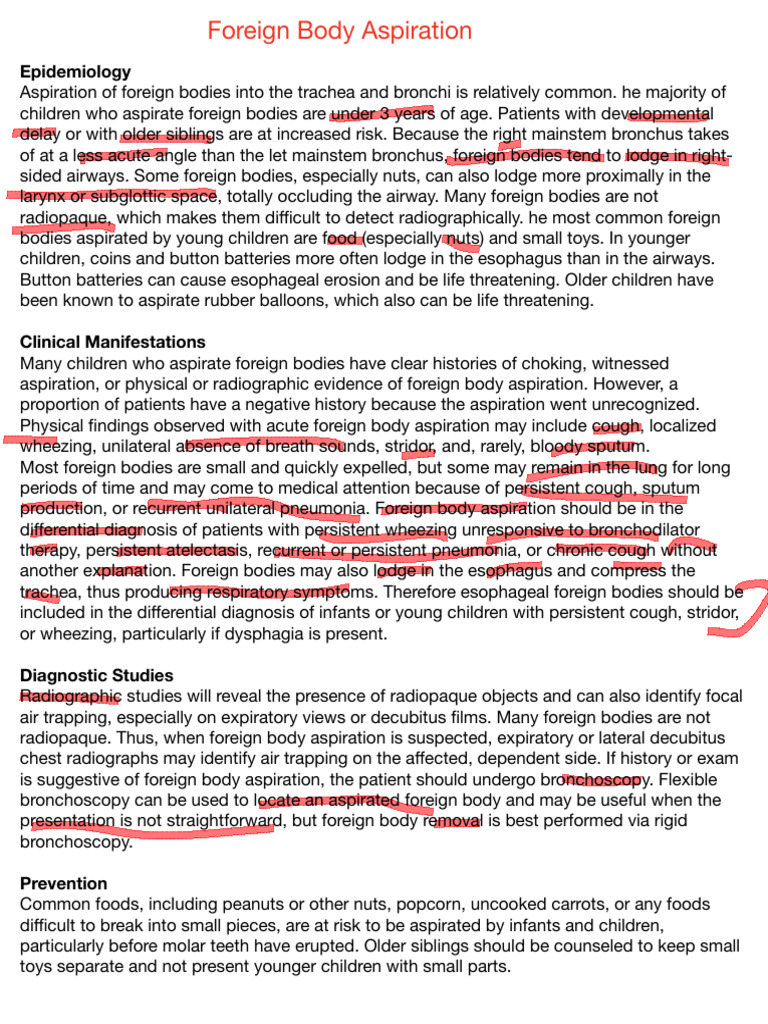 Foreign Body Aspiration in Children | PDF | Respiratory System ...