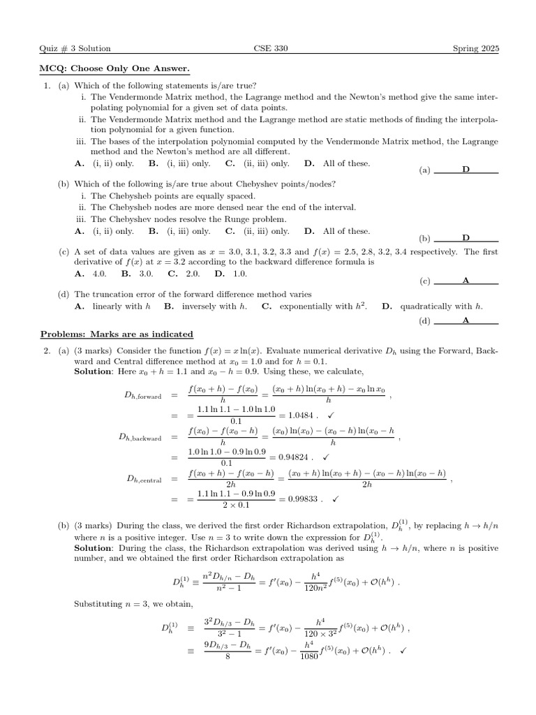 q3 Cse330 Spring2025 Sol | PDF | Mathematical Relations | Algebra