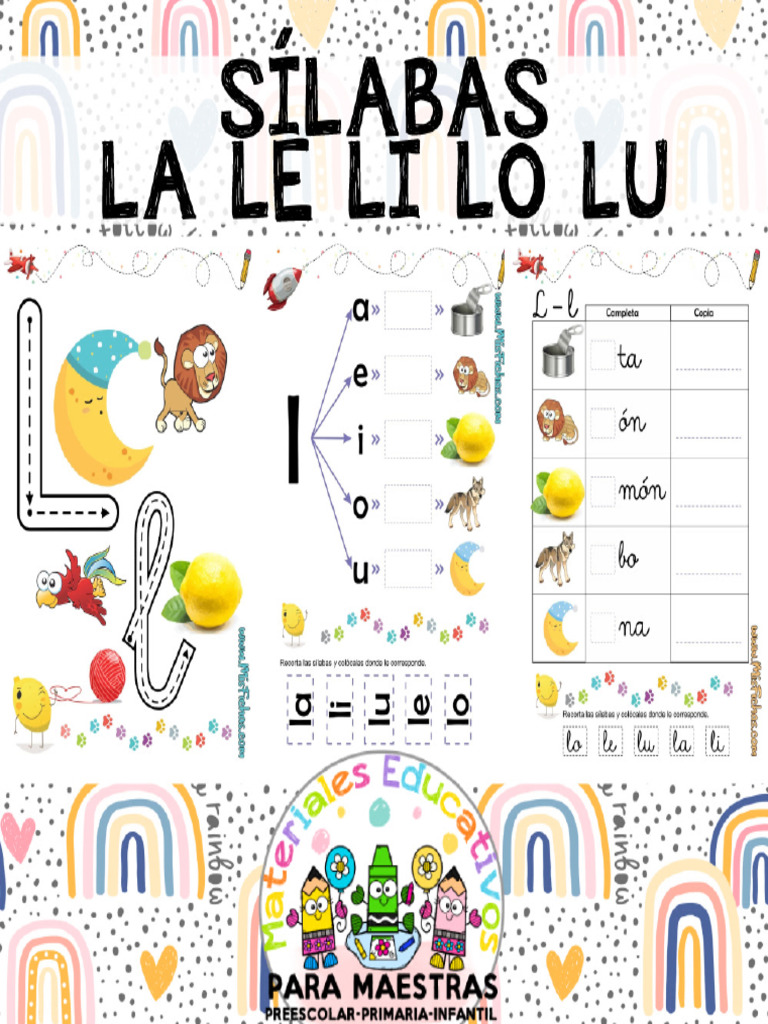 Fichas para Trabajar Las Sílabas La Le Li Lo Lu Por Materiales Educativos Maestras | PDF