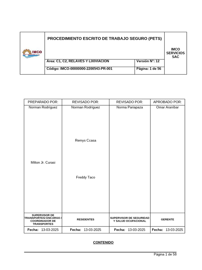Imco 00000000 2200543 PR 001 | PDF | Seguridad y salud ocupacional | Planificación