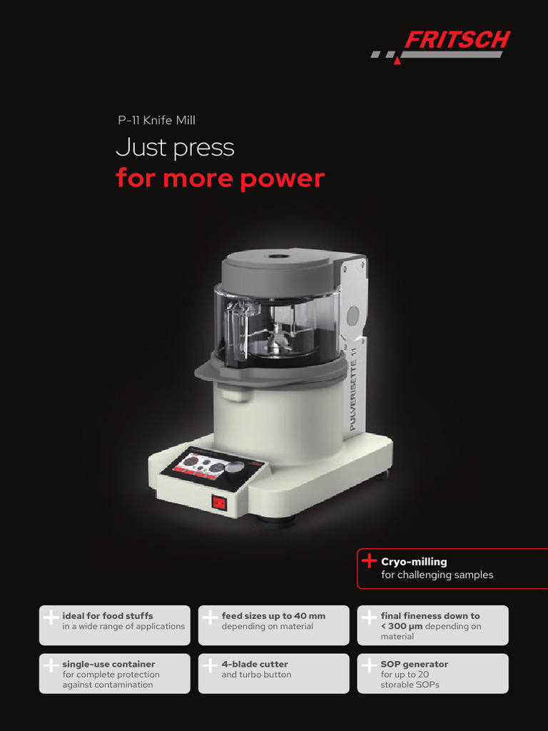 FRITSCH P-11 Knife Mill Overview | PDF | Secondary Sector Of The ...