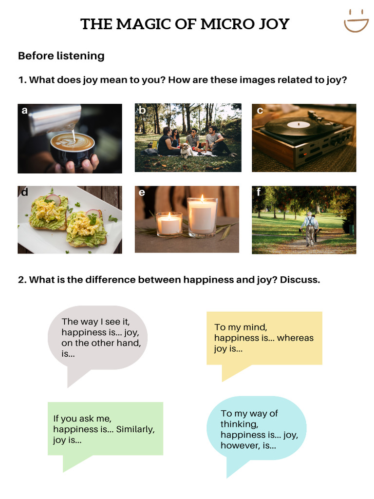 The Magic of Micro Joy - Ss Worksheet | PDF | Adverb | Feeling
