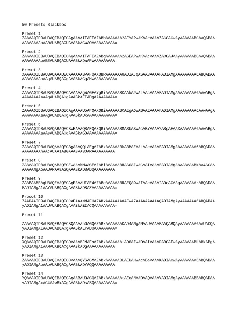 50 Presets Blackbox | PDF