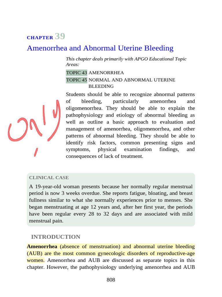 13 - Amenorrhea (Primary and Secondary) | PDF | Menstrual Cycle ...