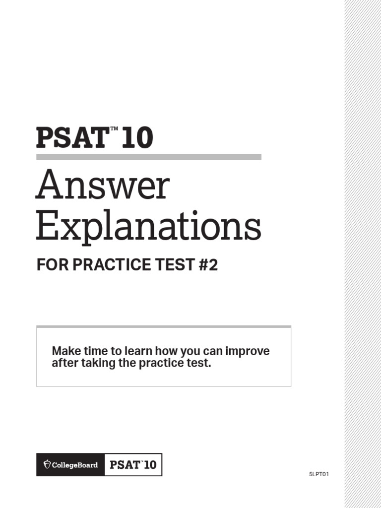 PSAT 10 Practice Test 2 - Answers and Scoring | PDF | Grammatical ...