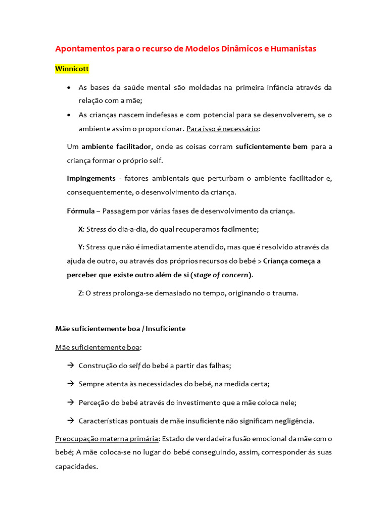 Modelos Dinâmicos e Humanistas | PDF | Sonho | Autoimagem