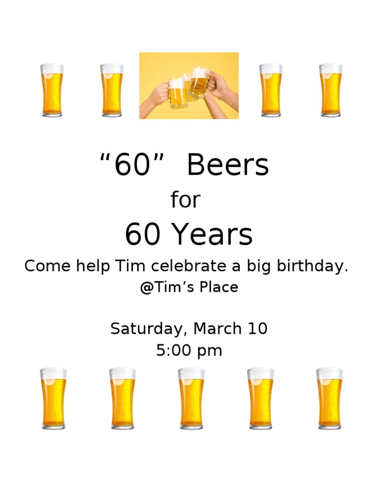 60 Beers for Tim's 60th Birthday | PDF
