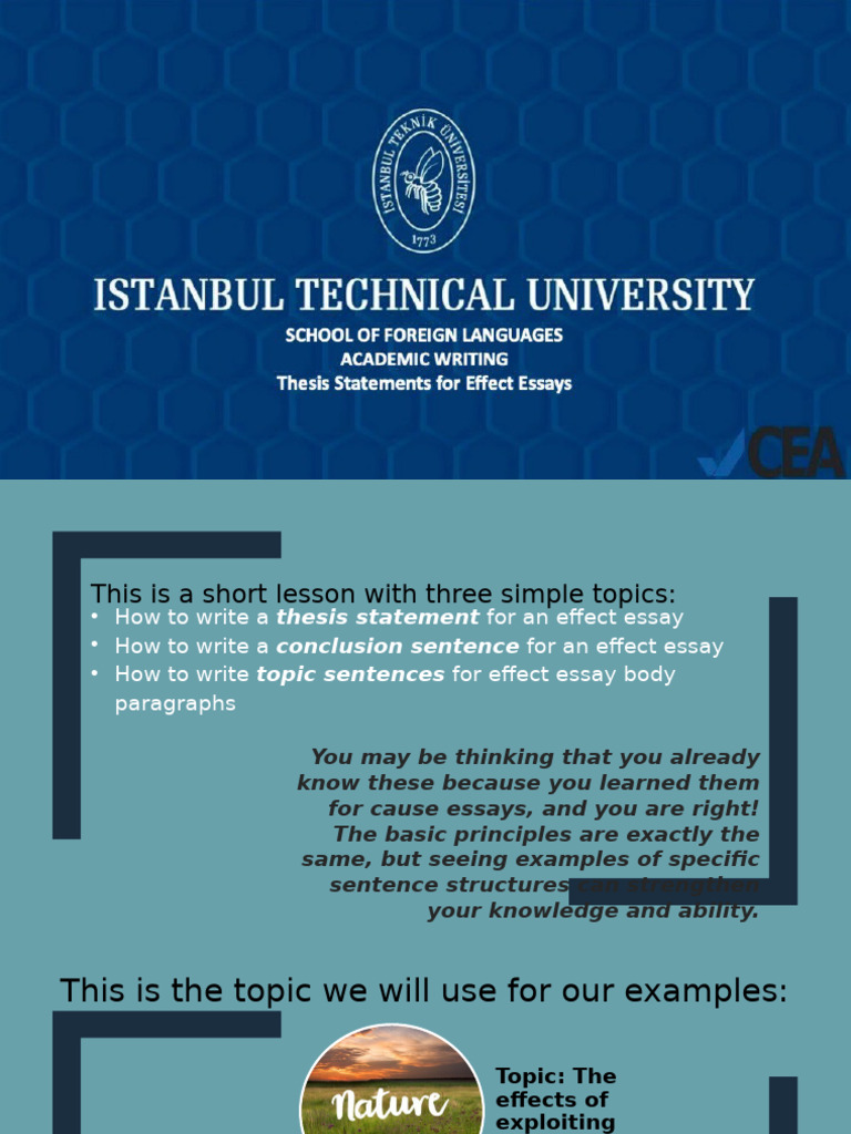 Writing Effect Essays: Thesis & Topics | PDF | Verb | Essays