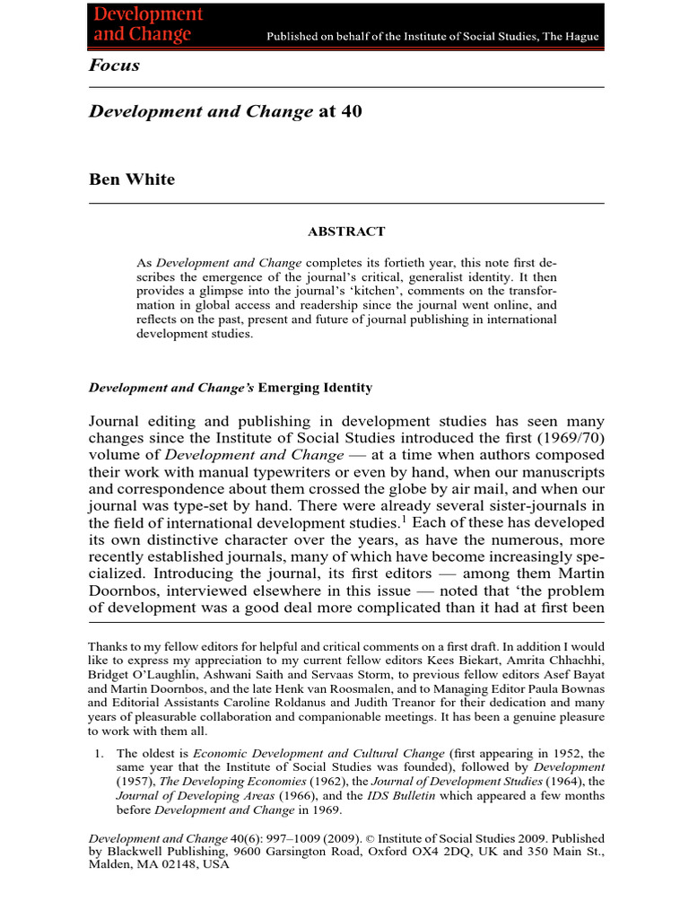 Development and Change at 40 | PDF | Subscription Business Model ...
