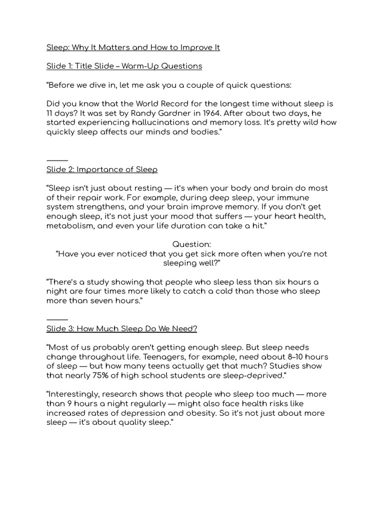 Sleep - Why It Matters and How To Improve It | PDF | Sleep | Insomnia