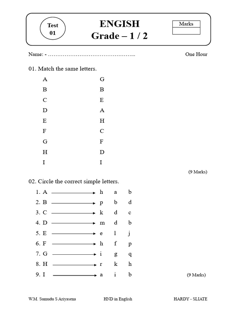 English Grade 1 - 2 - 3 Hardy | PDF