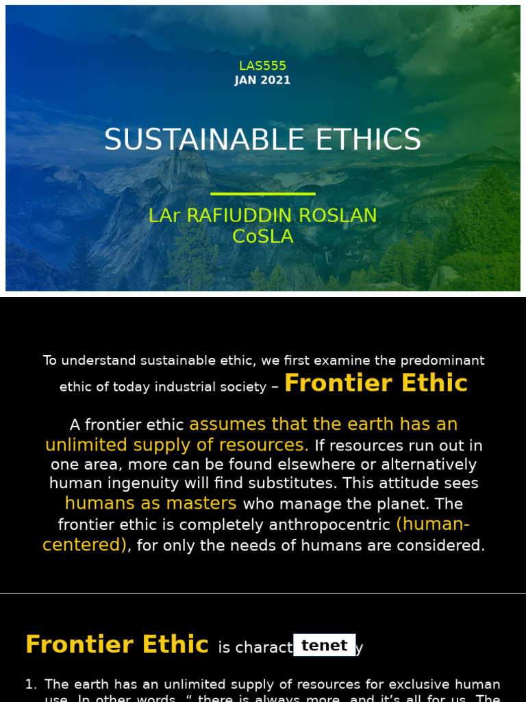 Sustainable Ethics vs. Frontier Ethic | PDF | Sustainability ...