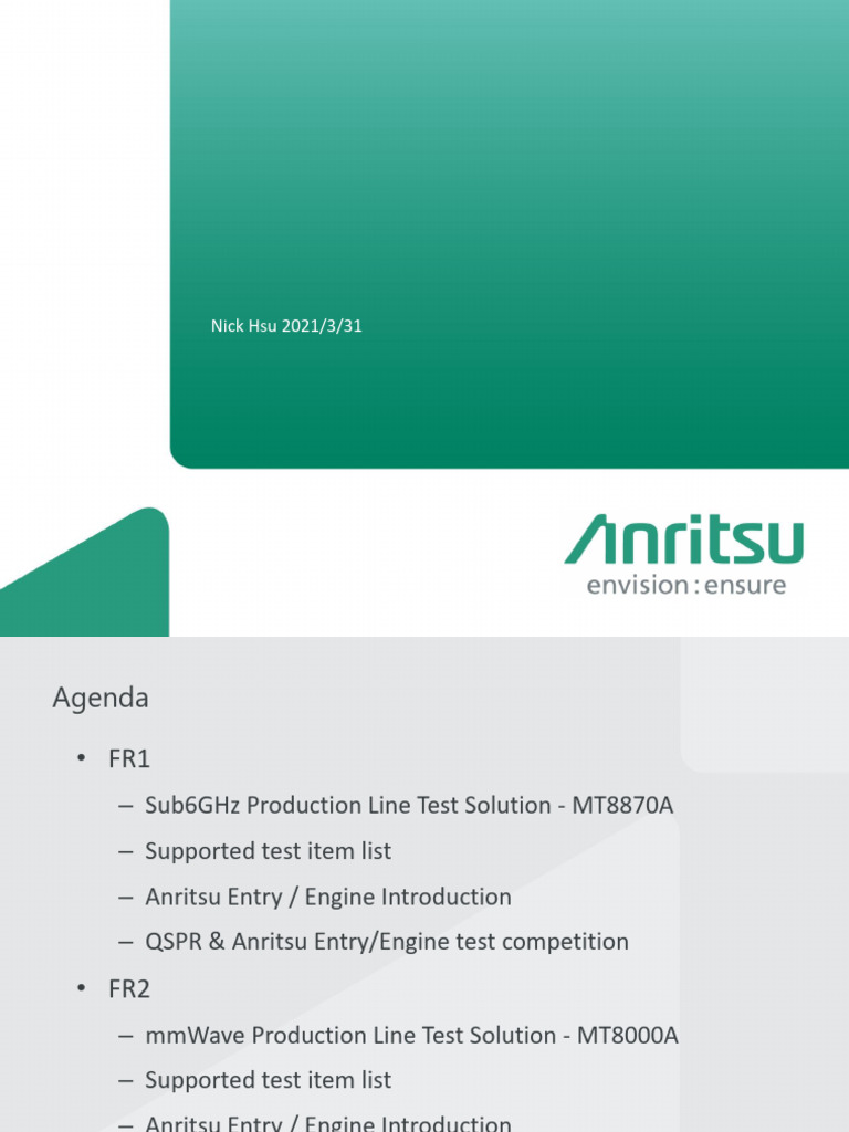 Anritsu NR Test Solution For Factory Manufacturing (FR1 - FR2) - NEW ...