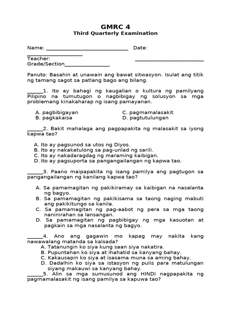 PT - GMRC 4 - Q3 - Matatag | PDF
