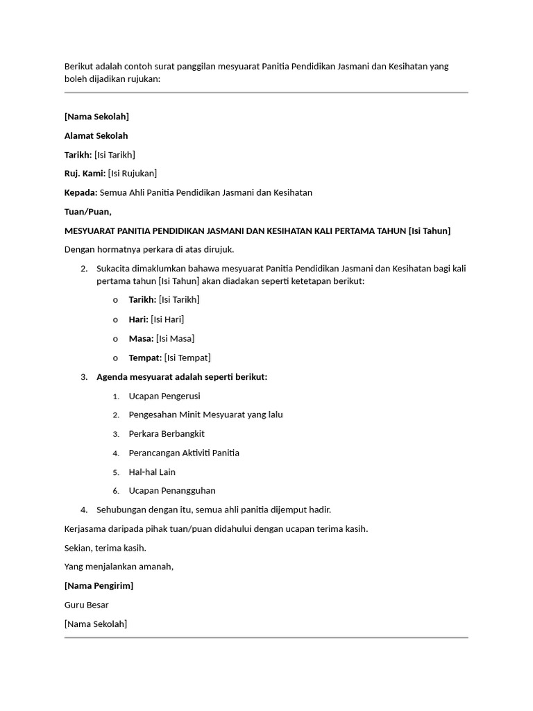 Surat Metim PJPK | PDF