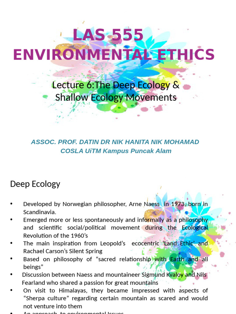 Lecture 6a Deep Ecology | PDF | Ecology | Natural Environment
