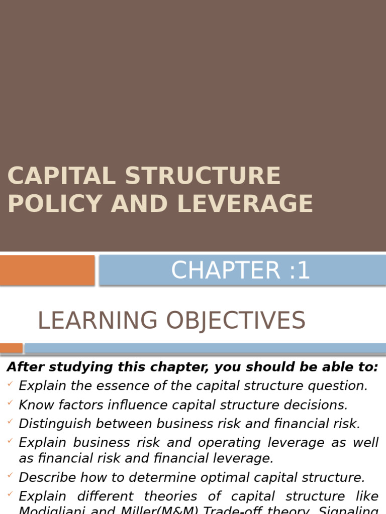 Capital Structure and Leverage Explained | PDF | Capital Structure ...