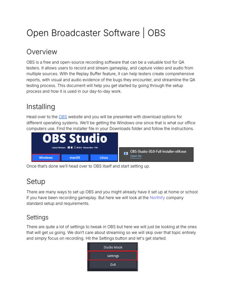 OBS Setup Guide for QA Testers | PDF | Computer Engineering | Computing