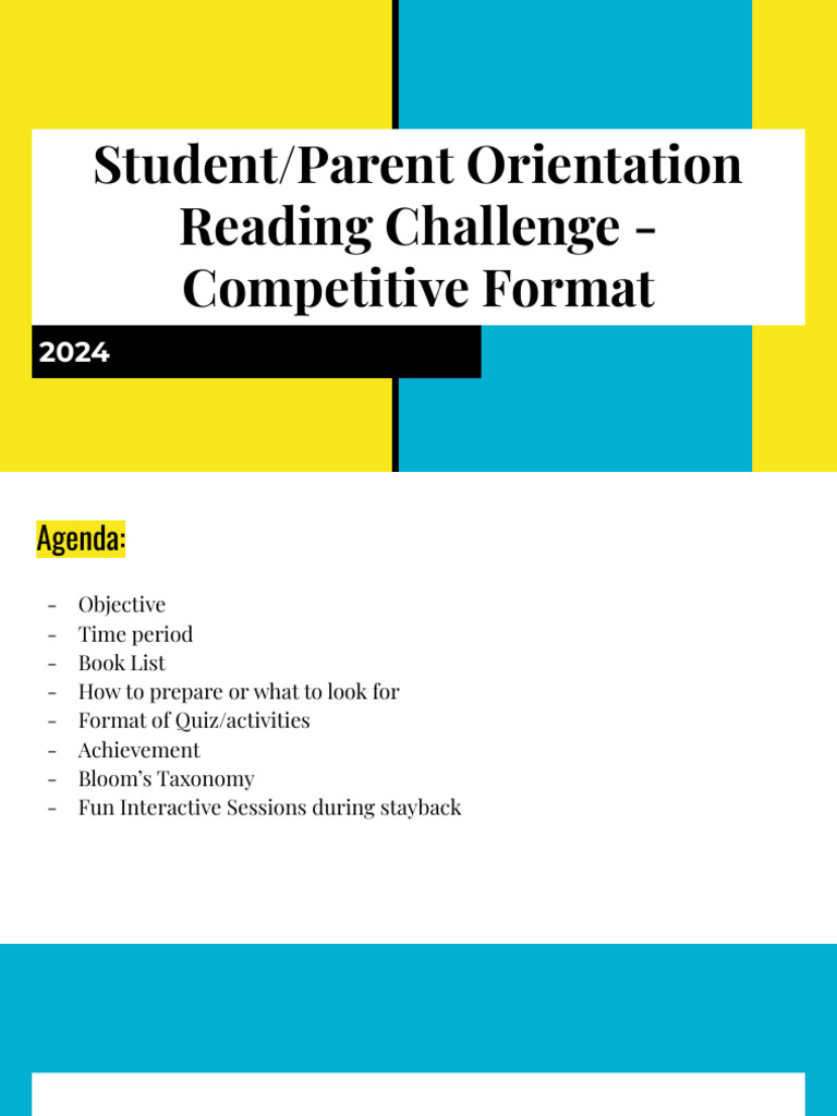 2024 Student Reading Challenge Agenda | PDF | Psychological Concepts ...