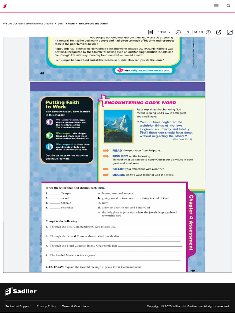 Sadlier Connect™ - Chapter 4 We Love God and Others | PDF
