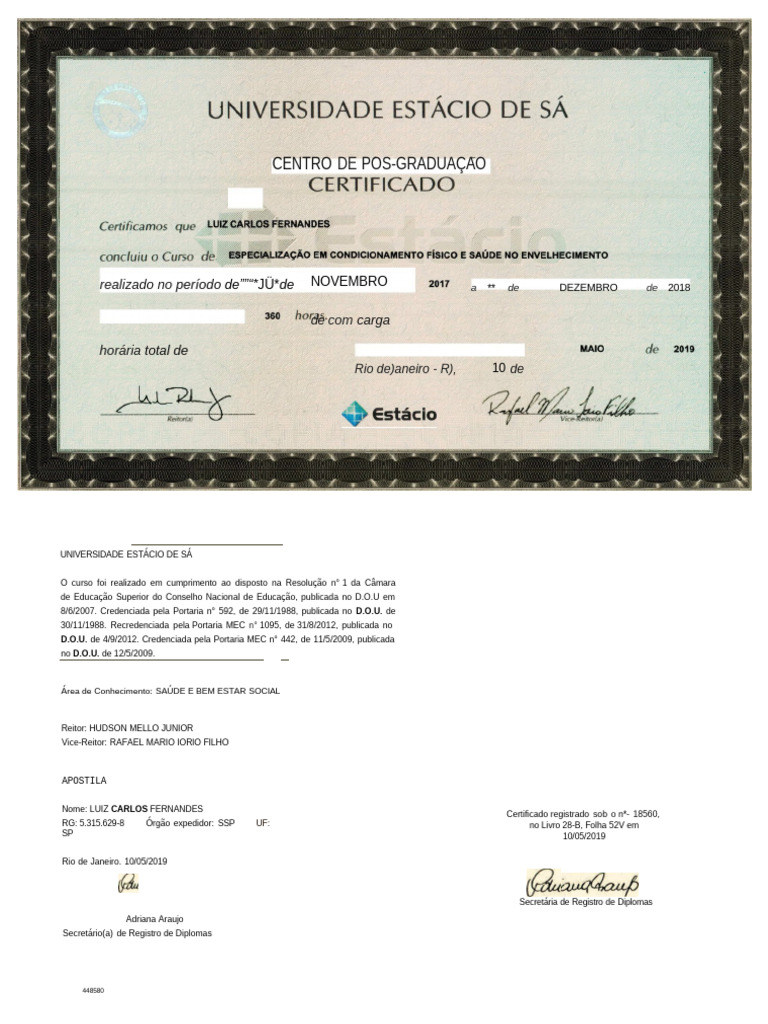 Certificado Estacio Trabalga | PDF