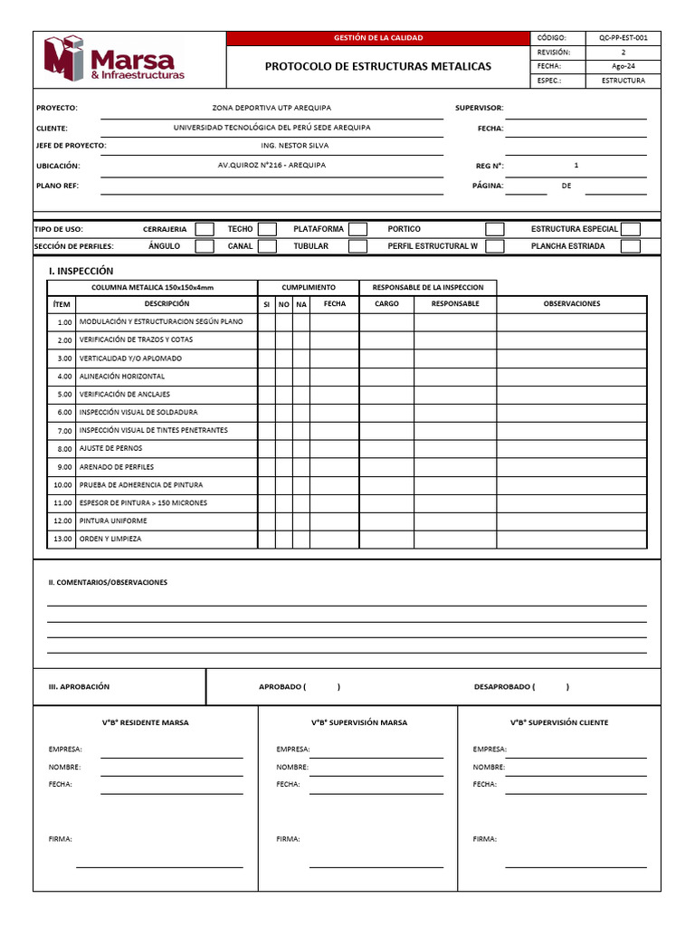 Protocolo de Inspección Estructural | PDF