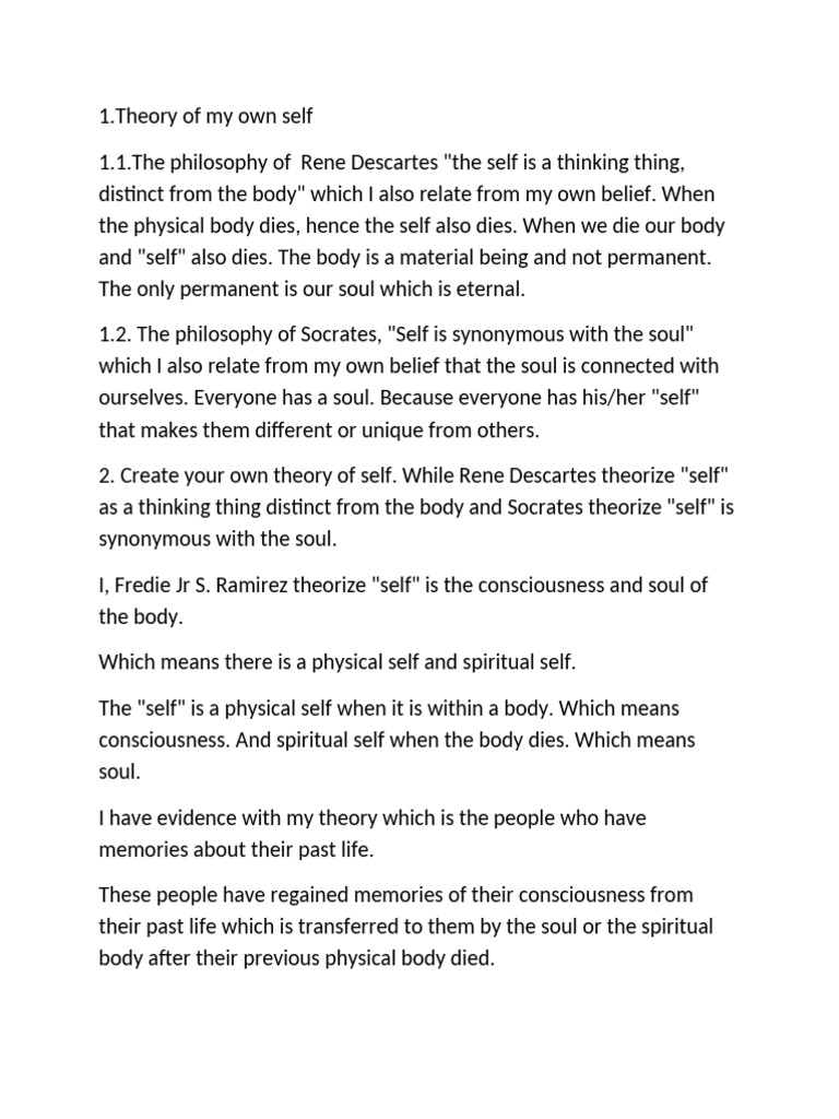 Theory of Self: Consciousness and Soul | PDF
