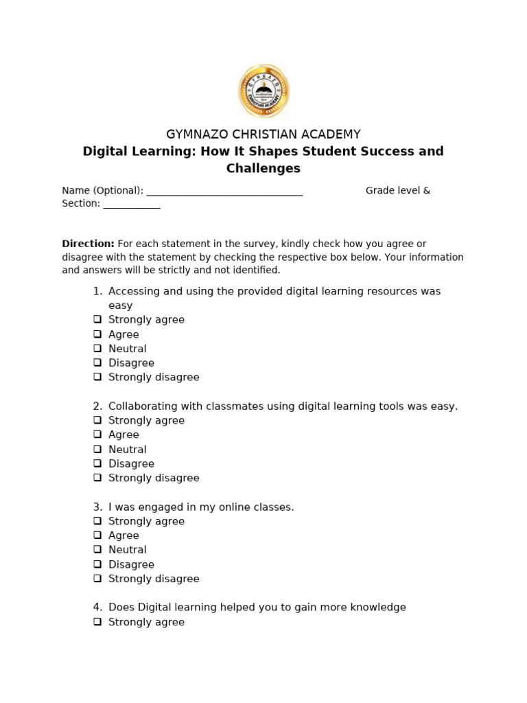 Final Questionnaires | PDF