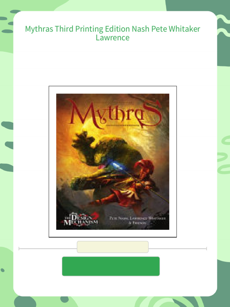 Mythras Third Printing Edition Nash Pete Whitaker Lawrence - The special ebook edition is ...
