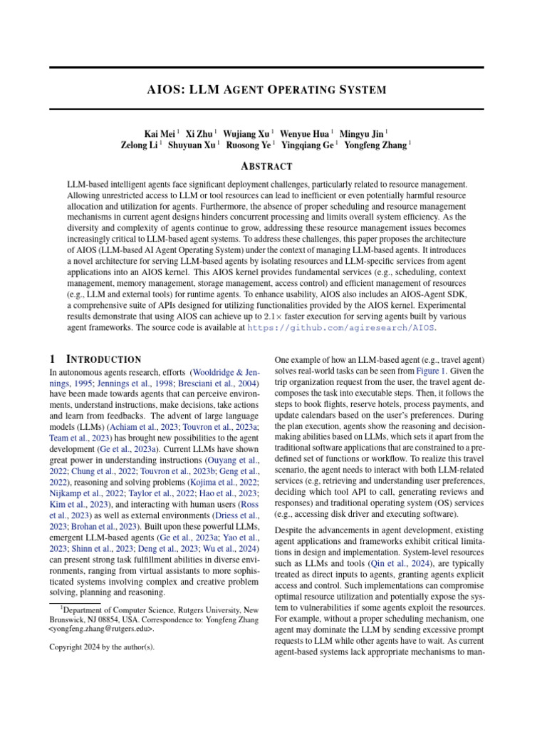 LLM Agent Operating System - 250303 - 024209 | PDF | Kernel (Operating System) | Operating System