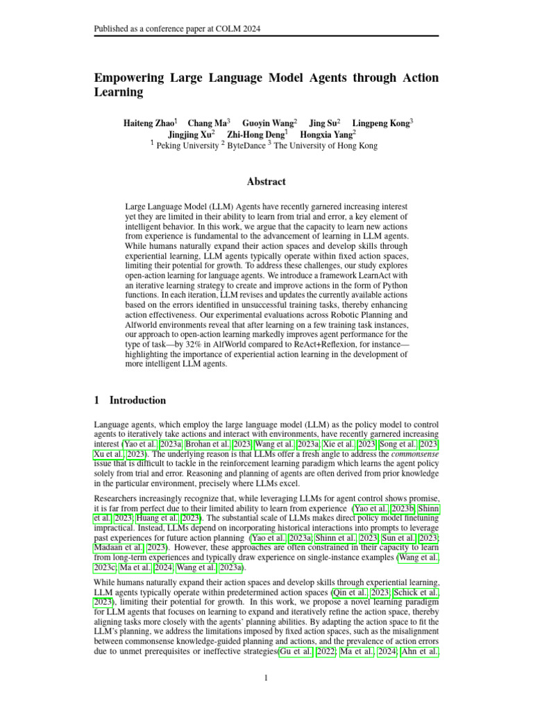 Empowering Large Language Model Agents Through Act - 250303 - 024632 | PDF | Learning ...