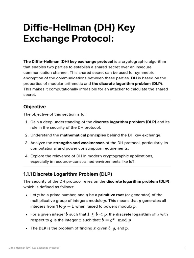 1_Diffie-Hellman_(DH)_Key_Exchange_Protocol | PDF | Computer Science ...