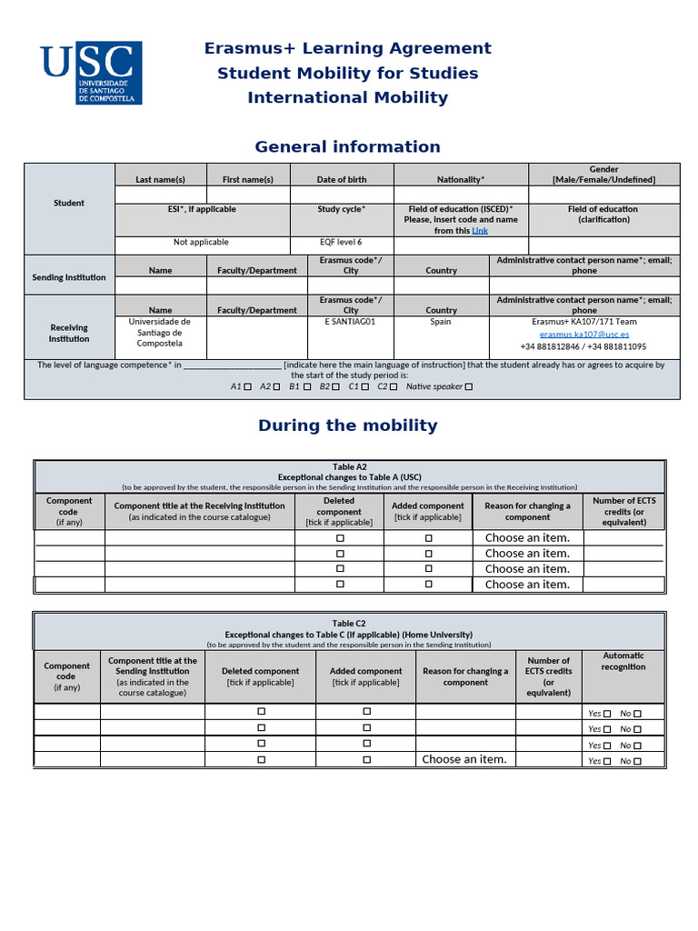 Learning Agreement KA171 - BA - 23-24 - Cambios | PDF | Academic Degree | Educational Stages