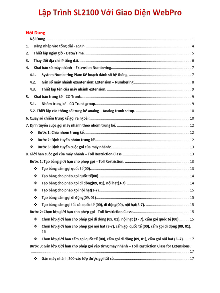 HD Cai Dat SL2100 Bang Web | PDF