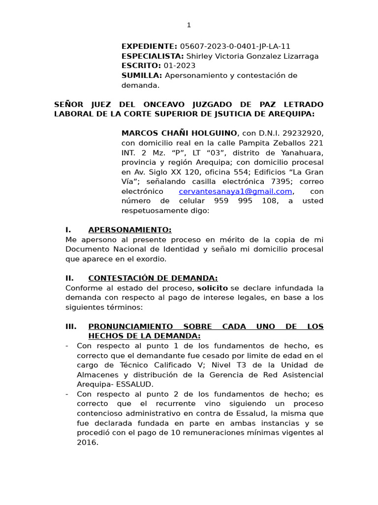 Contestación de Demanda | PDF | Justicia | Crimen y violencia