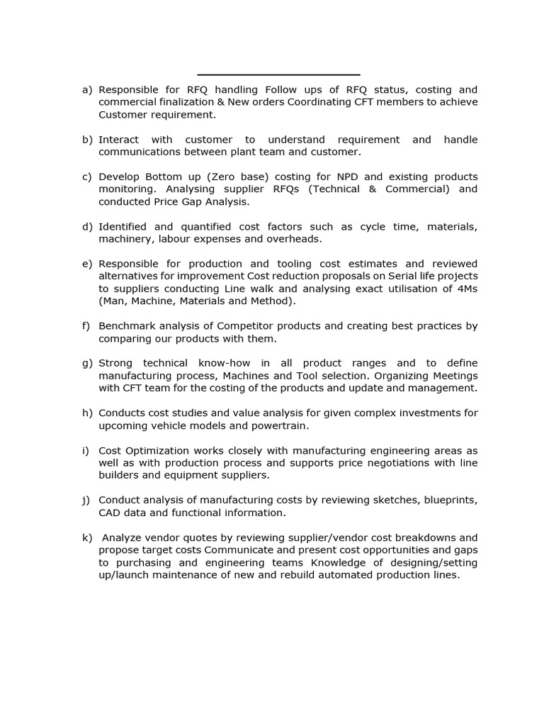 Cost Accountant Responsibilities Overview | PDF | Engineering | Cost