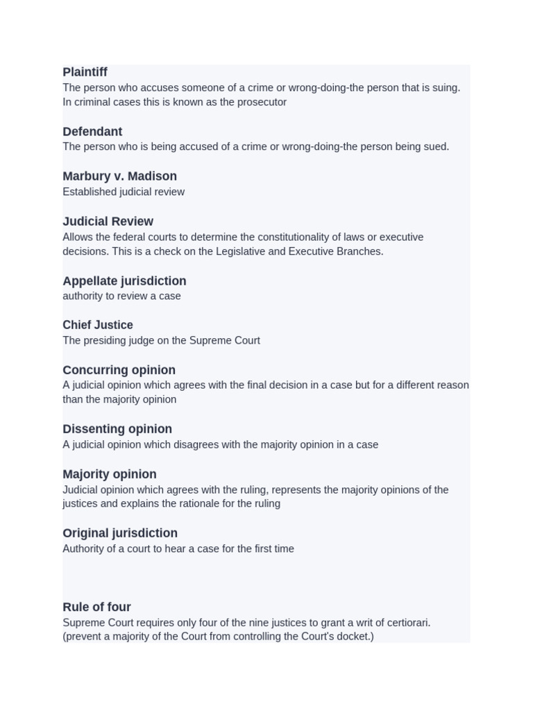 Judicial Branch Study Guide | PDF | Supreme Court Of The United States ...