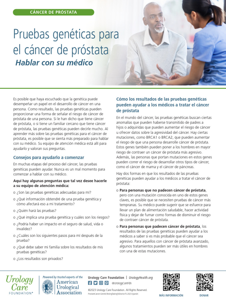 ProstateCancer GeneticTestingTalkingToDoctor FS 2023 Spanish | PDF ...