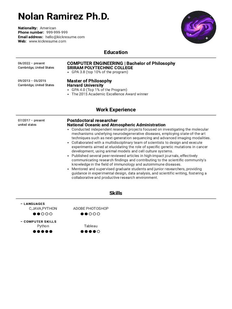 (FREE COPY) Postdoctoral Researcher Resume Sample | PDF
