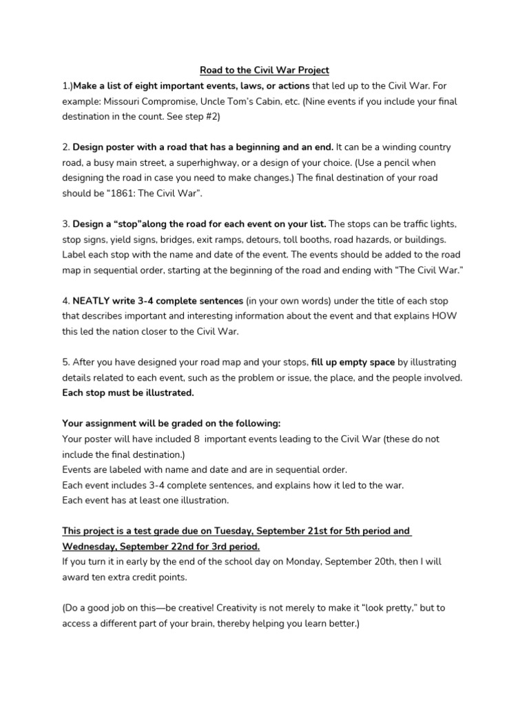 Road To The Civil War Project | PDF